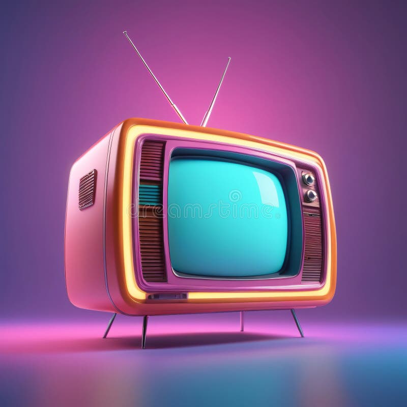 Retro TV Blank Screen Template. Mockup on Background - 3d Rendering ...