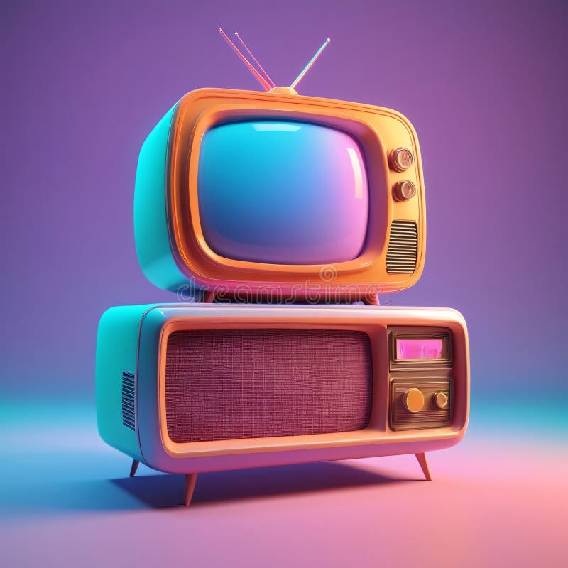 Retro TV Blank Screen Template. Mockup on Background - 3d Rendering ...