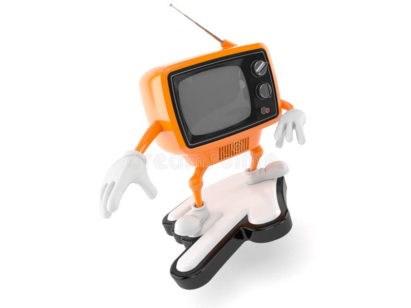 Retro TV Character Surfing on Cursor Stock Illustration - Illustration ...