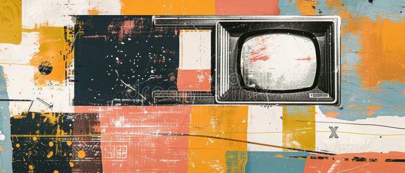 Retro TV Collage Element with Halftones. Modern Illustration. Pop Art ...