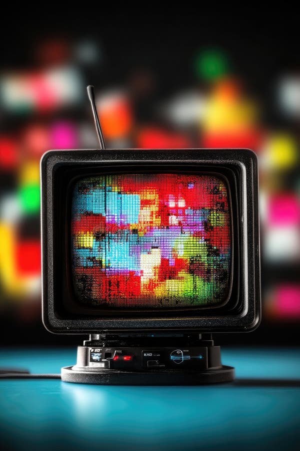 Retro Tv Colorful Screen Distortion Blue Surface Stock Photos - Free ...