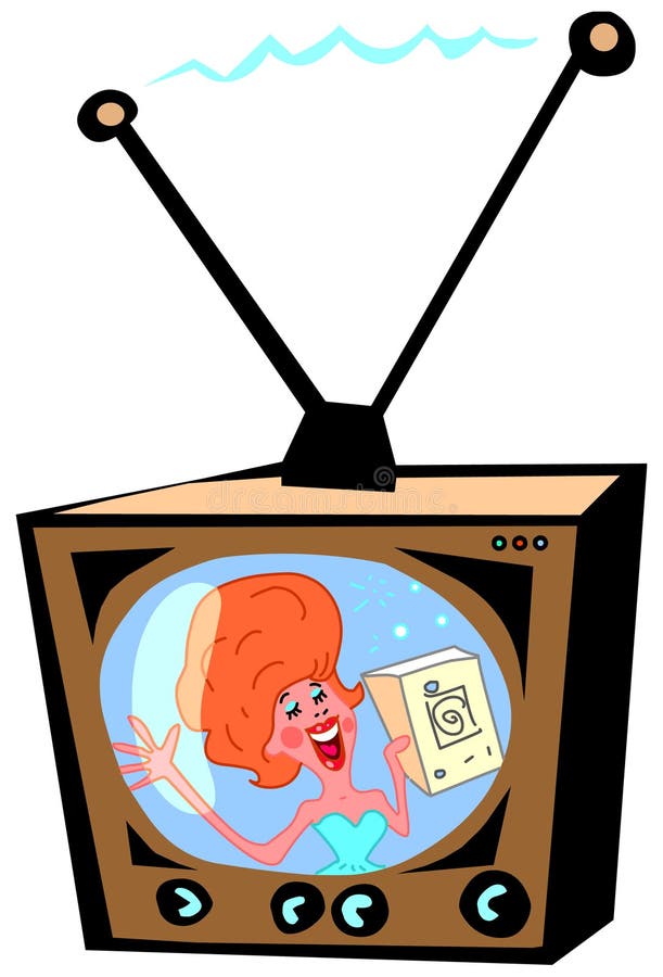 Retro TV Commercial stock illustration. Illustration of promotion ...