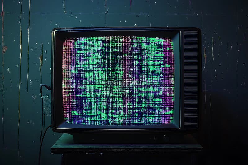 Retro TV Displaying Glitch Art Stock Illustration - Illustration of ...