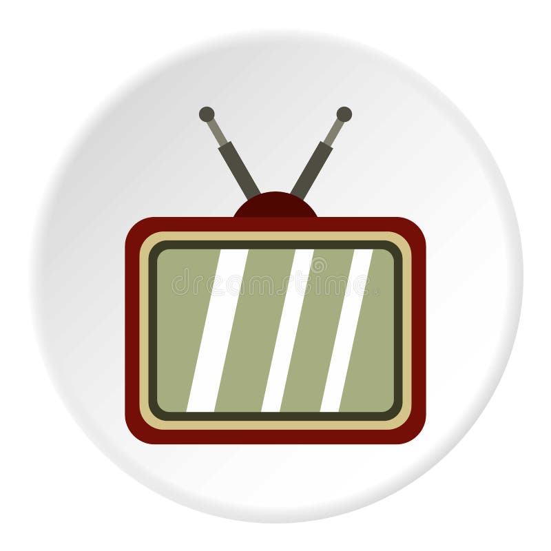 Retro TV icon circle stock vector. Illustration of display - 95436928