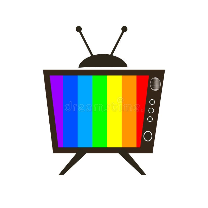 Retro Tv Icon, Old Television Shape Multicolor Sign – Vector Stock ...