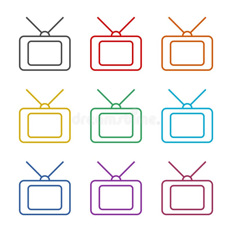 Retro Tv Icon. Set Icons Colorful Stock Vector - Illustration of ...