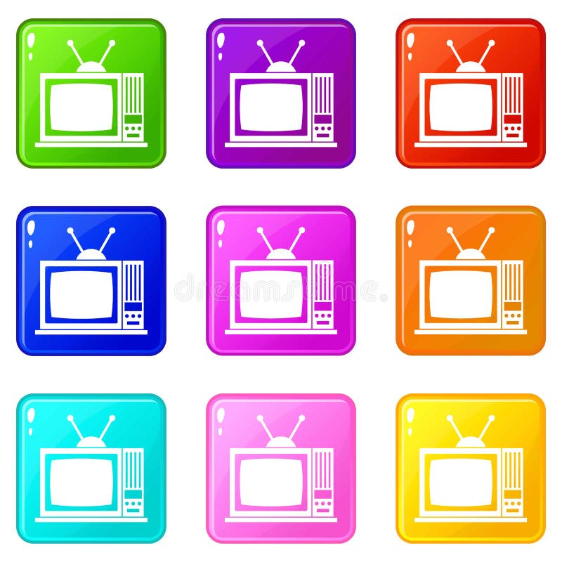 Retro TV icons 9 set stock vector. Illustration of show - 96331417