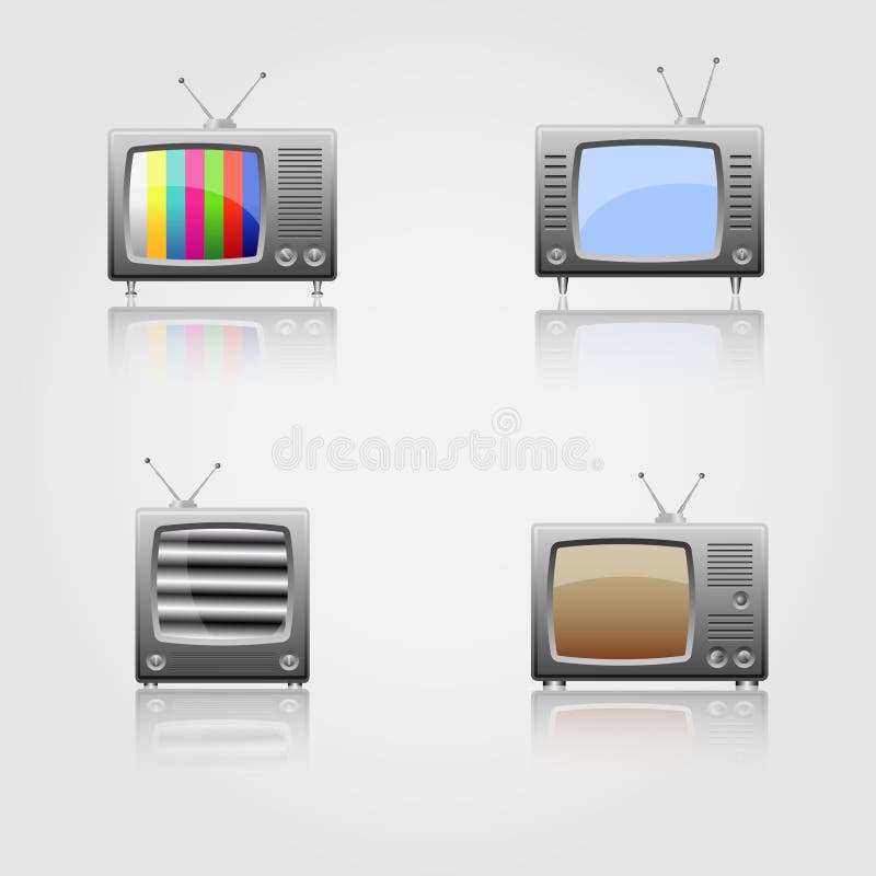 Retro TV icons set stock vector. Illustration of communication - 44791211