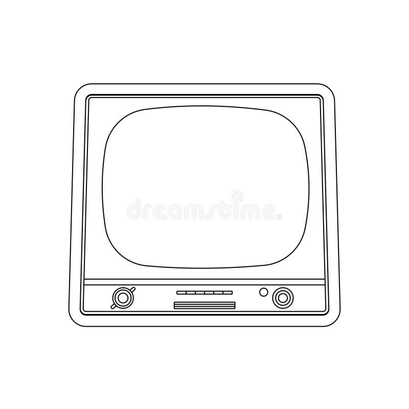 Retro TV Outline Icon Illustration on Isolated White Background Stock ...