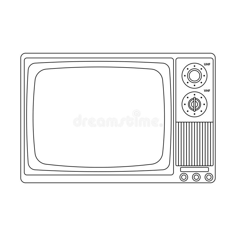 Retro TV Outline Icon Illustration on Isolated White Background Stock ...