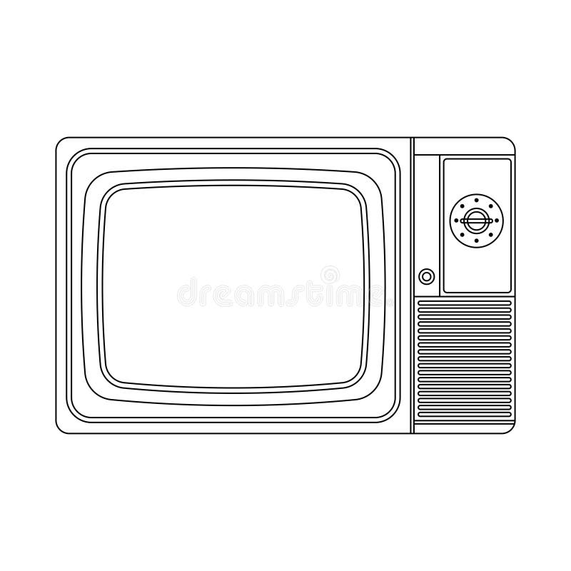Retro TV Outline Icon Illustration on Isolated White Background Stock ...
