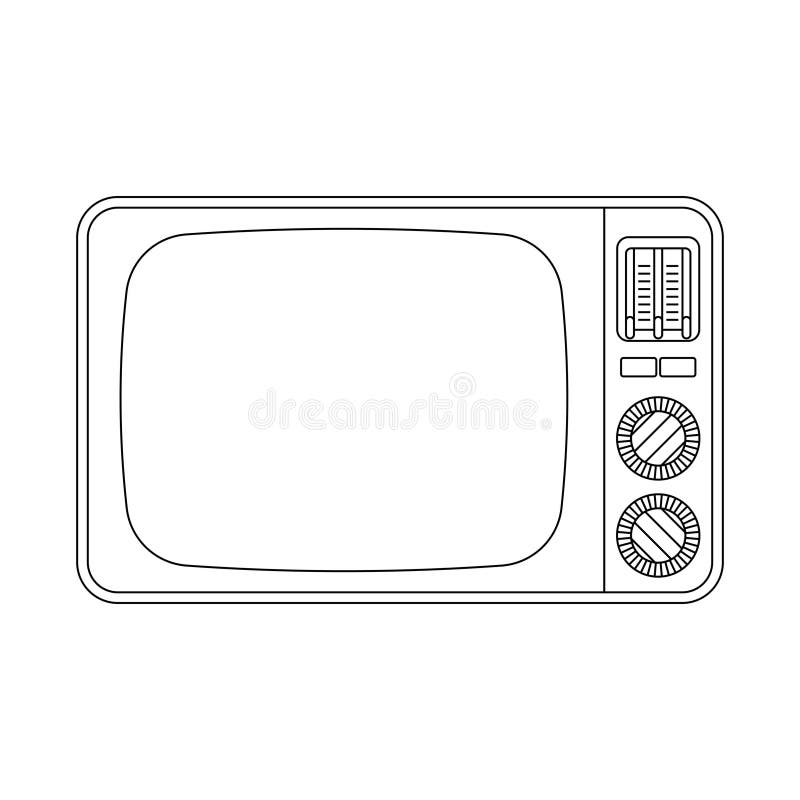 Retro TV Outline Icon Illustration on Isolated White Background Stock ...