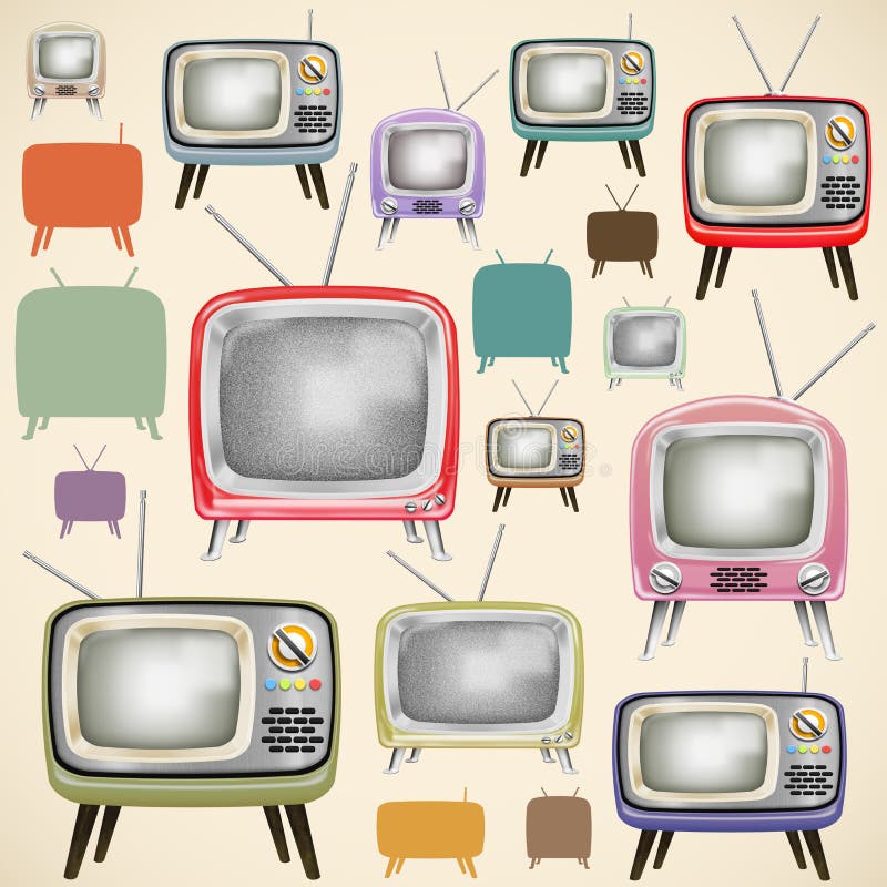 Retro vintage Tv set stock vector. Illustration of group - 28015209