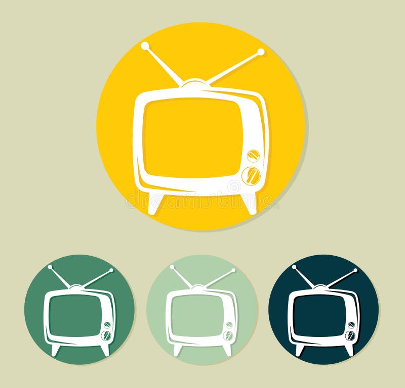 Retro TV-pictogram vector illustratie. Illustration of antenne - 31495933