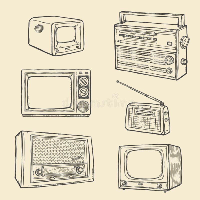 Retro TV and Radio stock vector. Illustration of classic - 19200289