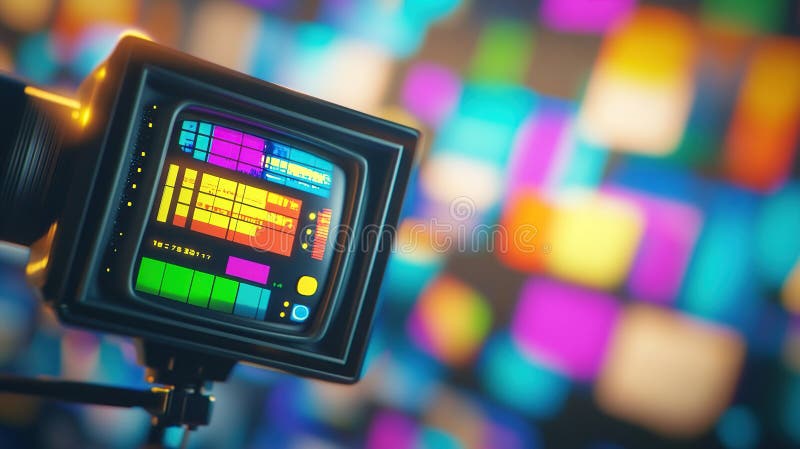 Retro TV Screen Control Panel Colorful Studio Stock Photo - Image of ...