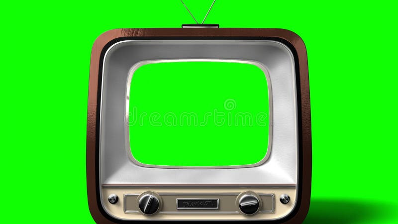 Retro TV Set with Green Screen Isolated on Blue Background - 3D 4k ...