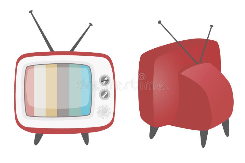 Retro TV Set. Vector Illustration Isolated on a White Background. Stock ...