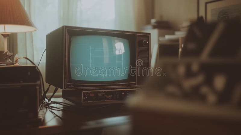 Retro Tv with Static Screen Surrounded by Cables Stock Photo - Image of ...