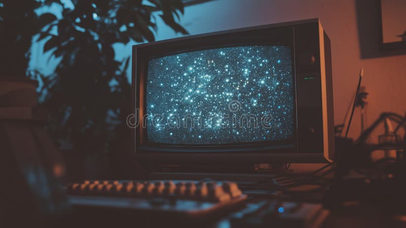 Retro Tv with Static Screen Surrounded by Cables Stock Photo - Image of ...
