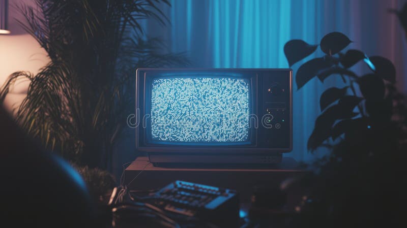 Retro Tv with Static Screen Surrounded by Cables Stock Image - Image of ...