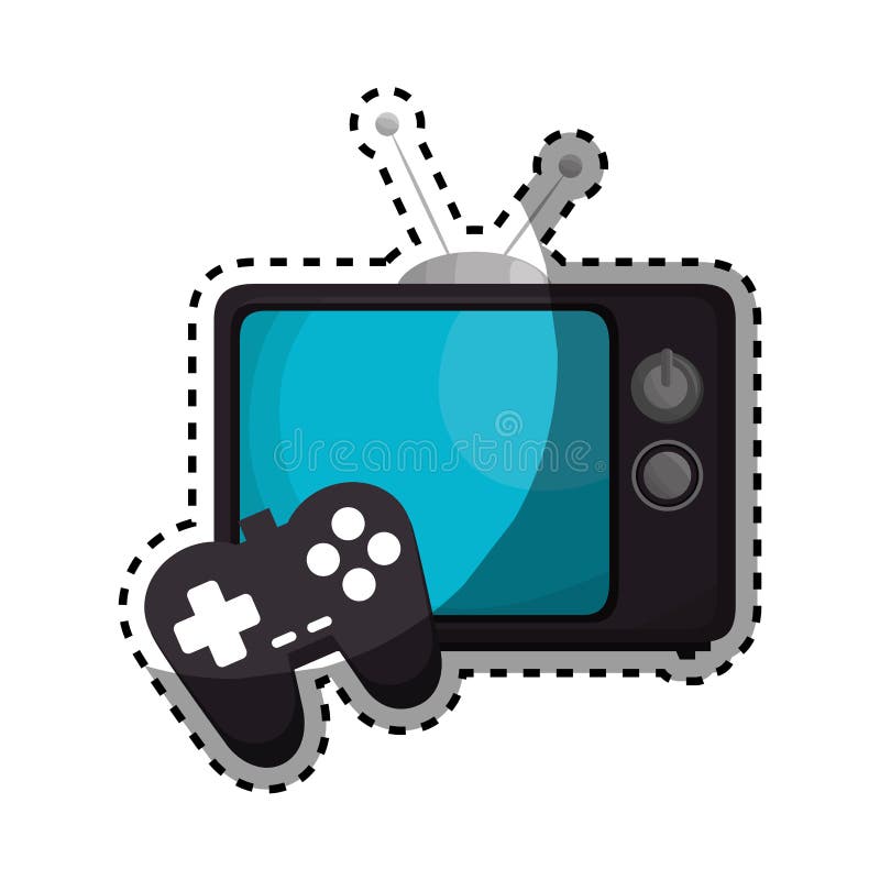 Retro Tv with Videogame Control Isolated Icon Stock Vector ...