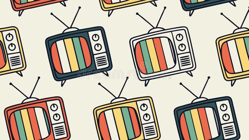 Retro TVs Striped Screens Seamless Pattern Fun, Vector Design ...