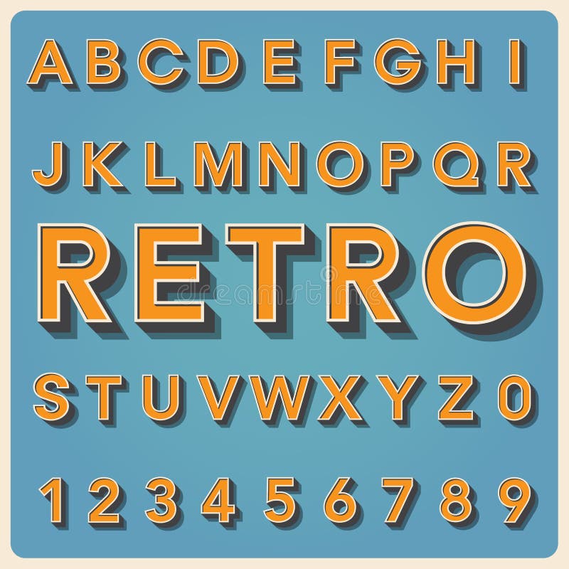 3d Retro Type Font, Vintage Typography Stock Vector - Illustration of ...