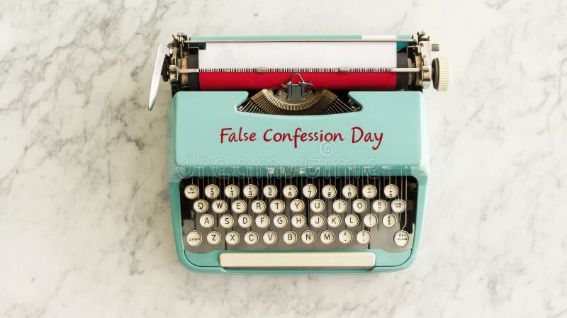 Retro Typewriter Celebrating False Confession Day Stock Image - Image ...