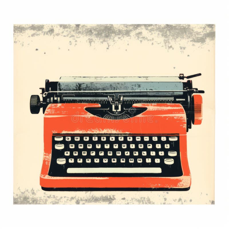 Retro Typewriter Print - Dark Orange and Light Black - Sots Art, Rustic ...