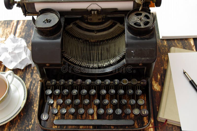 Retro Writing Machine with Style Keyboard. Obsolete Typewriter. Stock ...