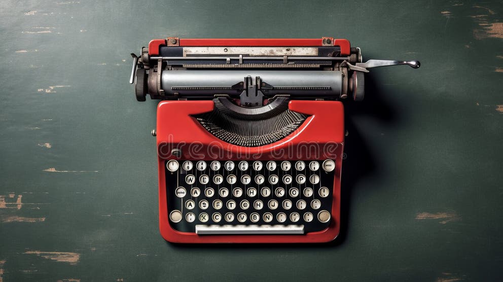 Retro Typewriter Top View. Generative AI Stock Illustration ...