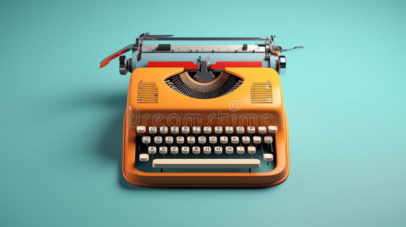 Retro Typewriter Top View. Generative AI Stock Illustration ...