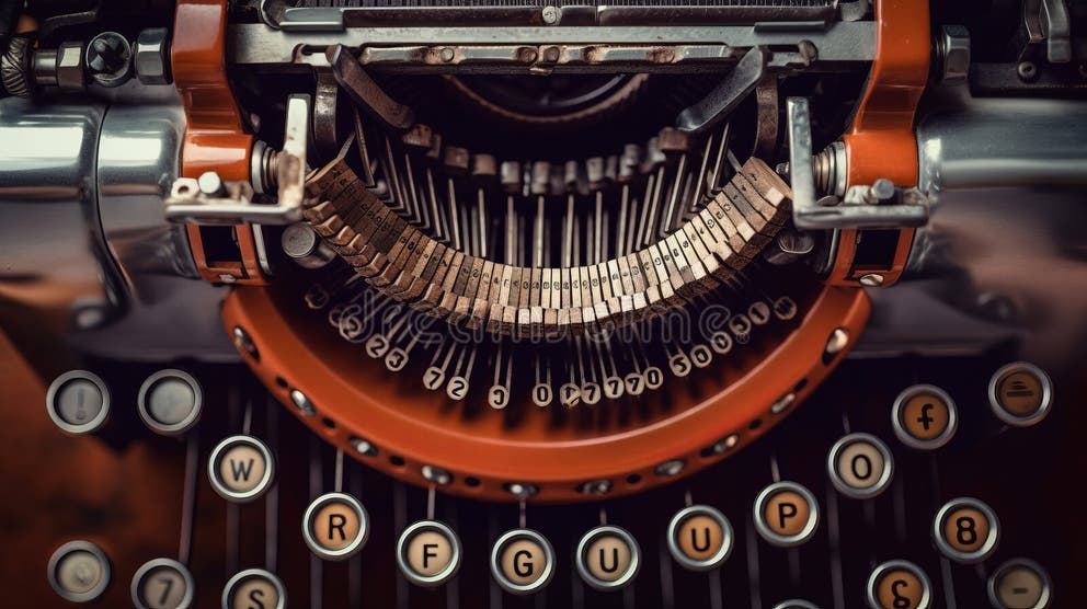 Retro Typewriter Top View. Generative AI Stock Illustration ...