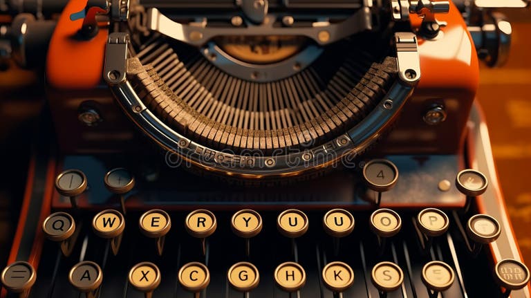 Retro Typewriter Top View. Generative AI Stock Illustration ...