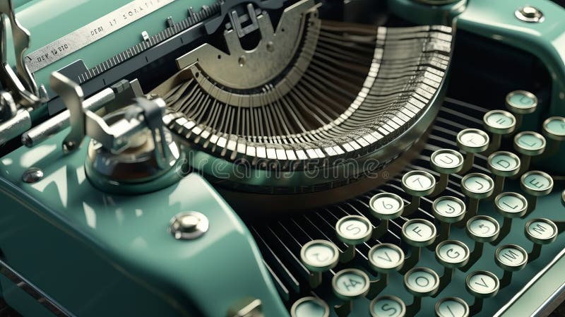 Retro Typewriter Top View. Generative AI Stock Illustration ...