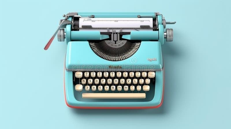 Retro Typewriter Top View. Generative AI Stock Illustration ...