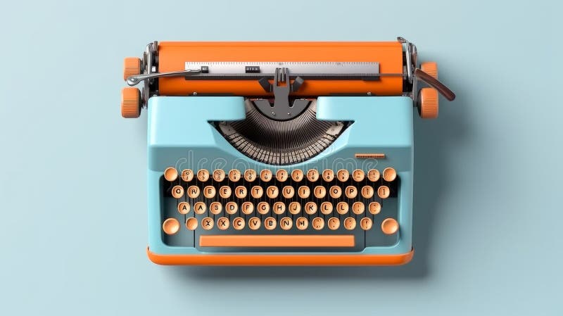 Retro Typewriter Top View. Generative AI Stock Illustration ...