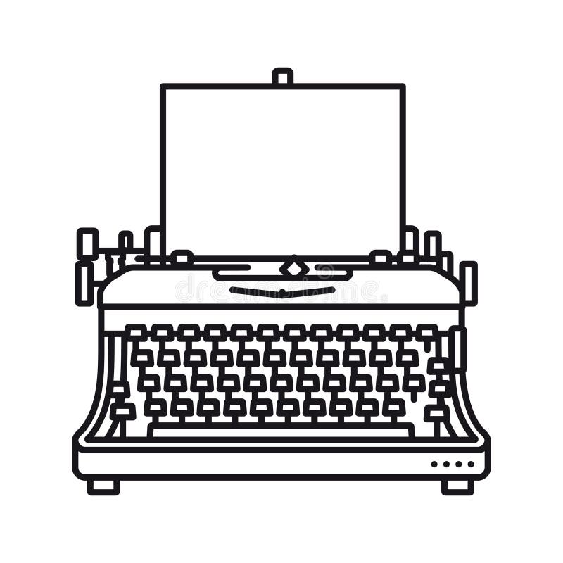 Retro Typewriter Vector Line Icon Stock Vector - Illustration of symbol ...