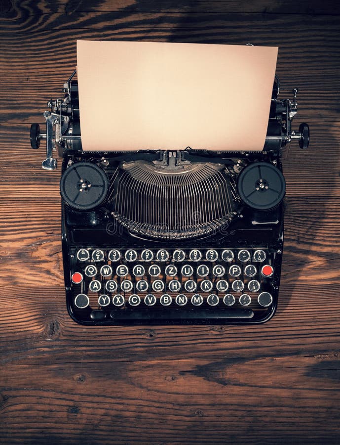 Retro Typewriter on Wooden Planks Stock Photo - Image of keyboard ...