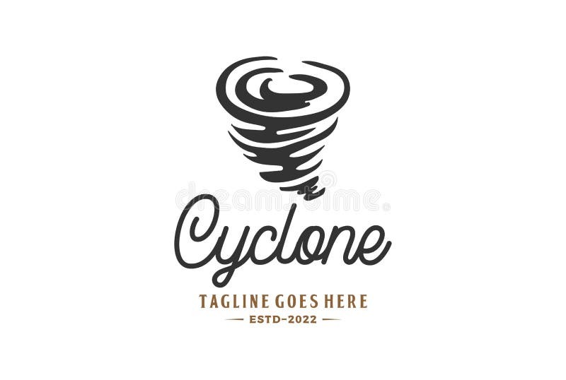 Retro Typhoon Cyclone Hurricane Tempest Logo Design Vector Stock ...
