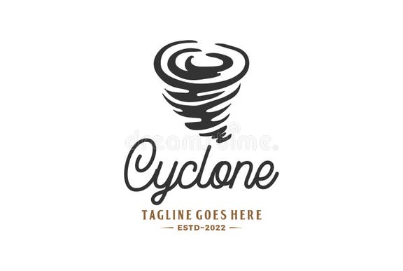 Retro Typhoon Cyclone Hurricane Tempest Logo Design Vector Stock ...