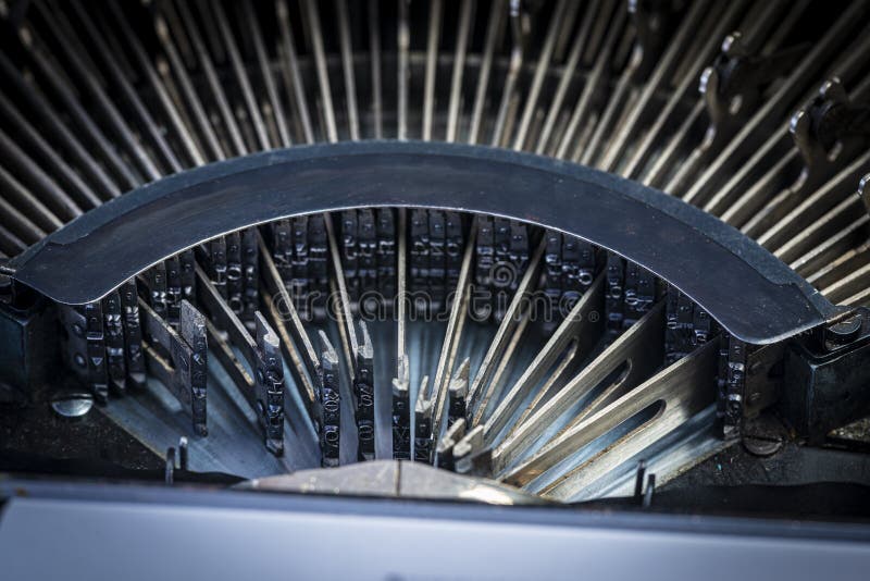 Retro Typing Machine in the Detail - Vintage Typewriter Machine Stock ...