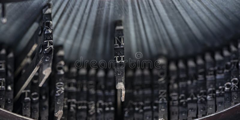 Retro Typing Machine in the Detail - Vintage Typewriter Machine Stock ...