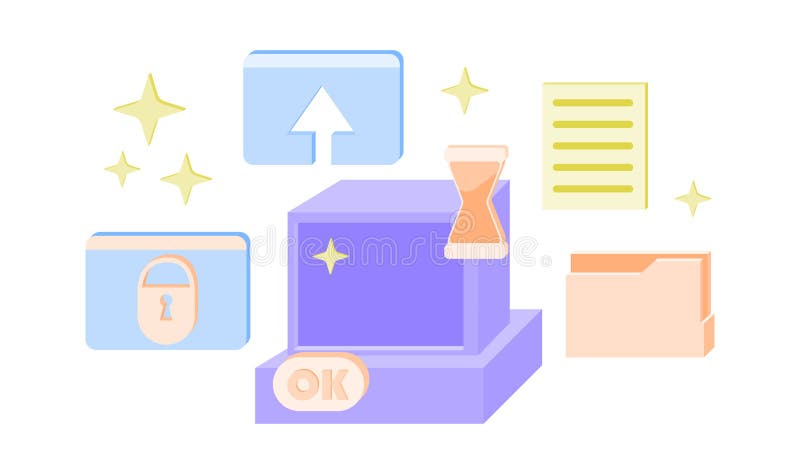 Retro OS User Interface. Command Line Interface Windows with Horizontal ...
