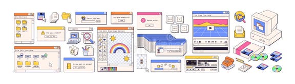 Retro Interface Ui Computer System Stock Illustrations – 735 Retro ...