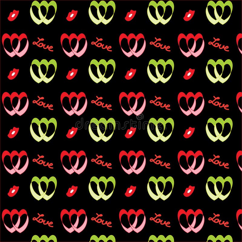 Retro Valentine Pattern with Hearts Stock Vector - Illustration of ...