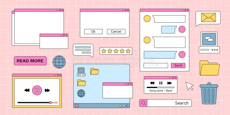 Retro vaporwave vector set stock vector. Illustration of retrowave ...