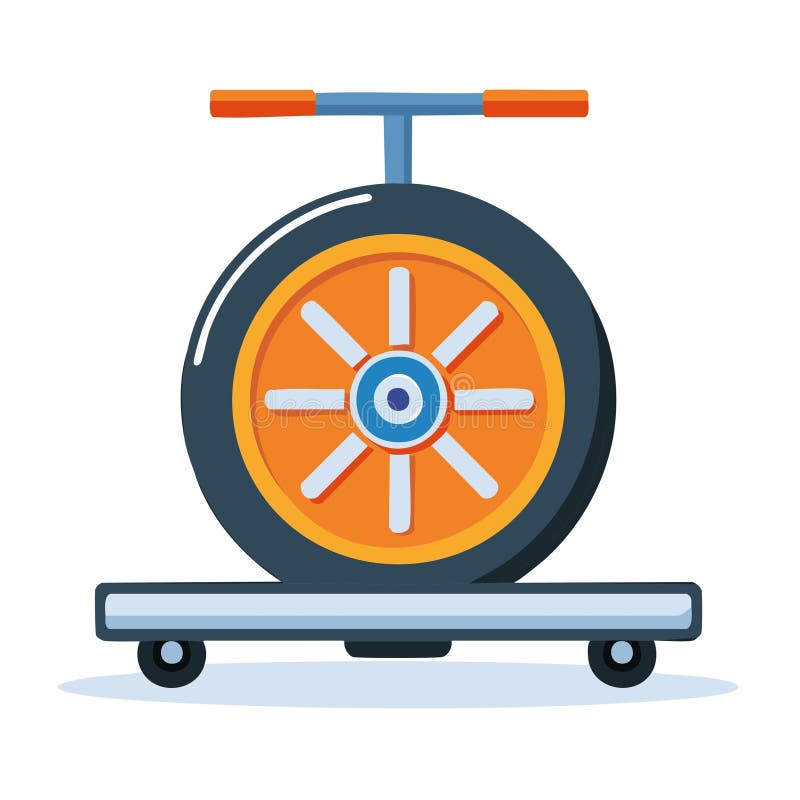 Retro Vector Cartoon One Wheel Vehicle with Handlebar and Platform ...