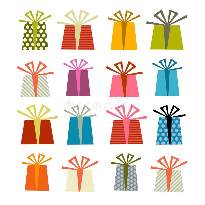 Retro Vector Gift Boxes Set Illustration Stock Vector - Illustration of ...